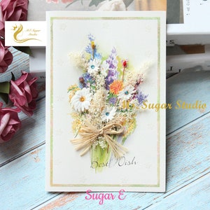 Dried Flower Greeting Cards/ Birthday Card/ Thank You Card/ Dried ...