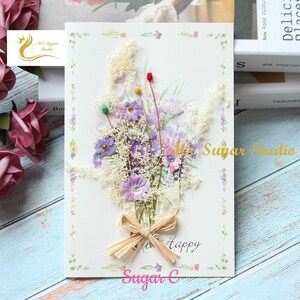 Dried Flower Greeting Cards/ Birthday Card/ Thank You Card/ Dried ...