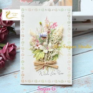 Dried Flower Greeting Cards/ Birthday Card/ Thank You Card/ Dried ...