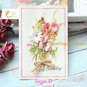 Dried Flower Greeting Cards/ Birthday Card/ Thank You Card/ Dried ...