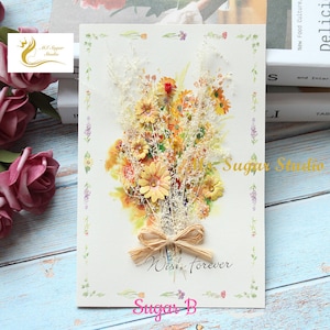 Dried Flower Greeting Cards/ Birthday Card/ Thank You Card/ Dried ...