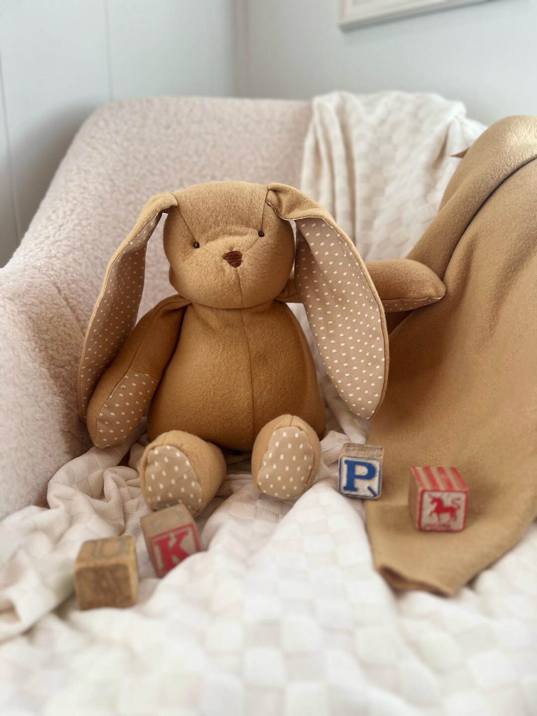Handmade Bunny Stuffed Animal - Main Color Camel Brown With Color Pop ...