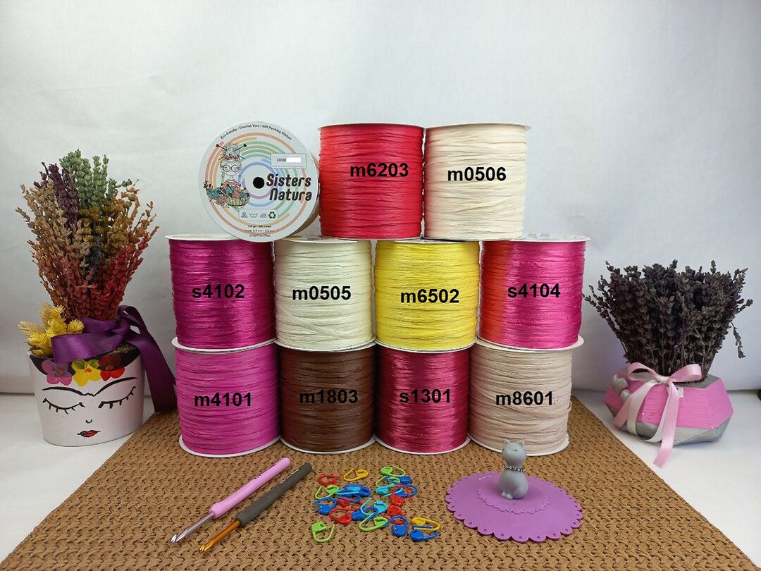 Raffia Yarn, New Colors, 100% Plant Fiber, Silky Raffia, Crochet Raffia ...