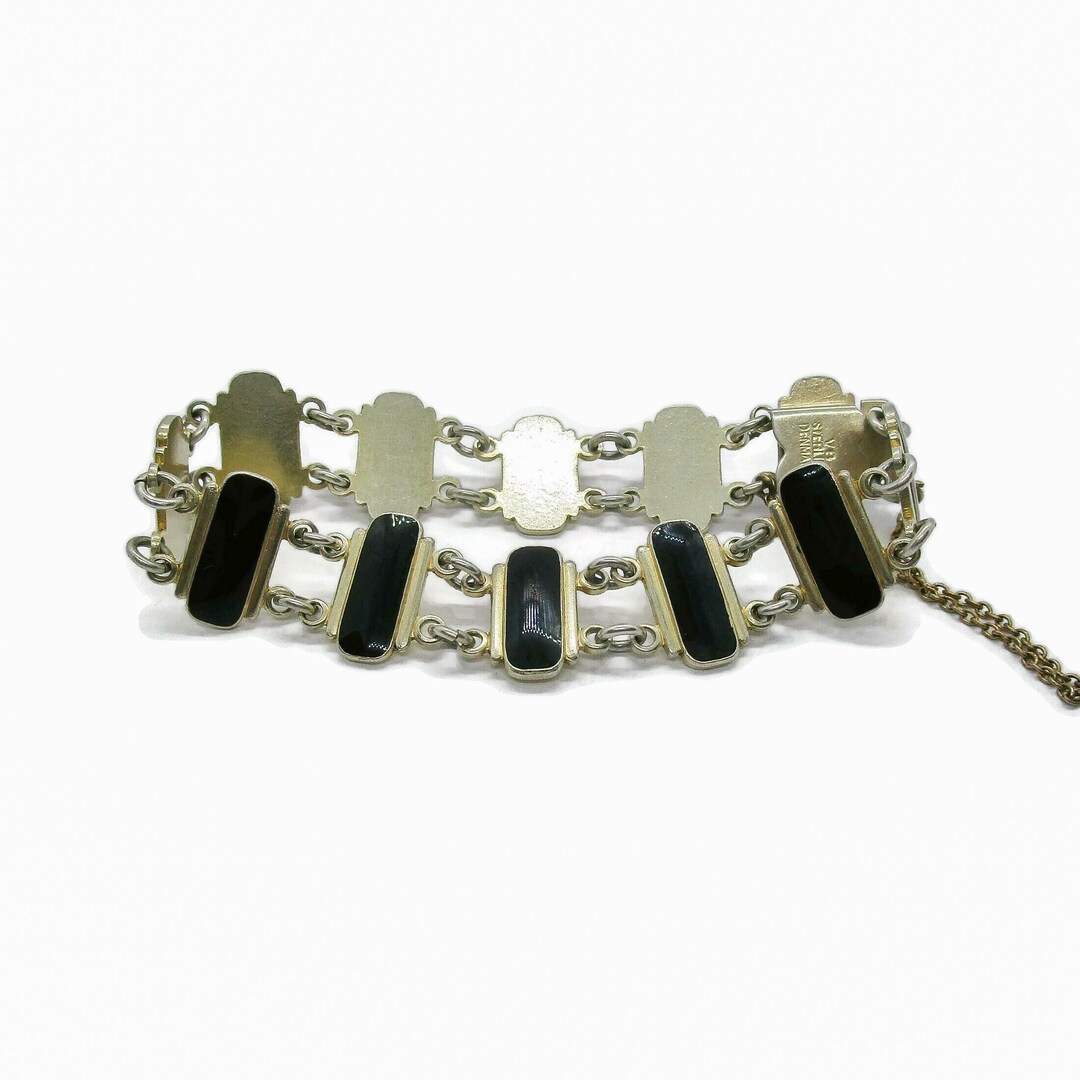 Vintage Volmer Bahner Enamel and Sterling Silver Gilt Bracelet, Denmark ...
