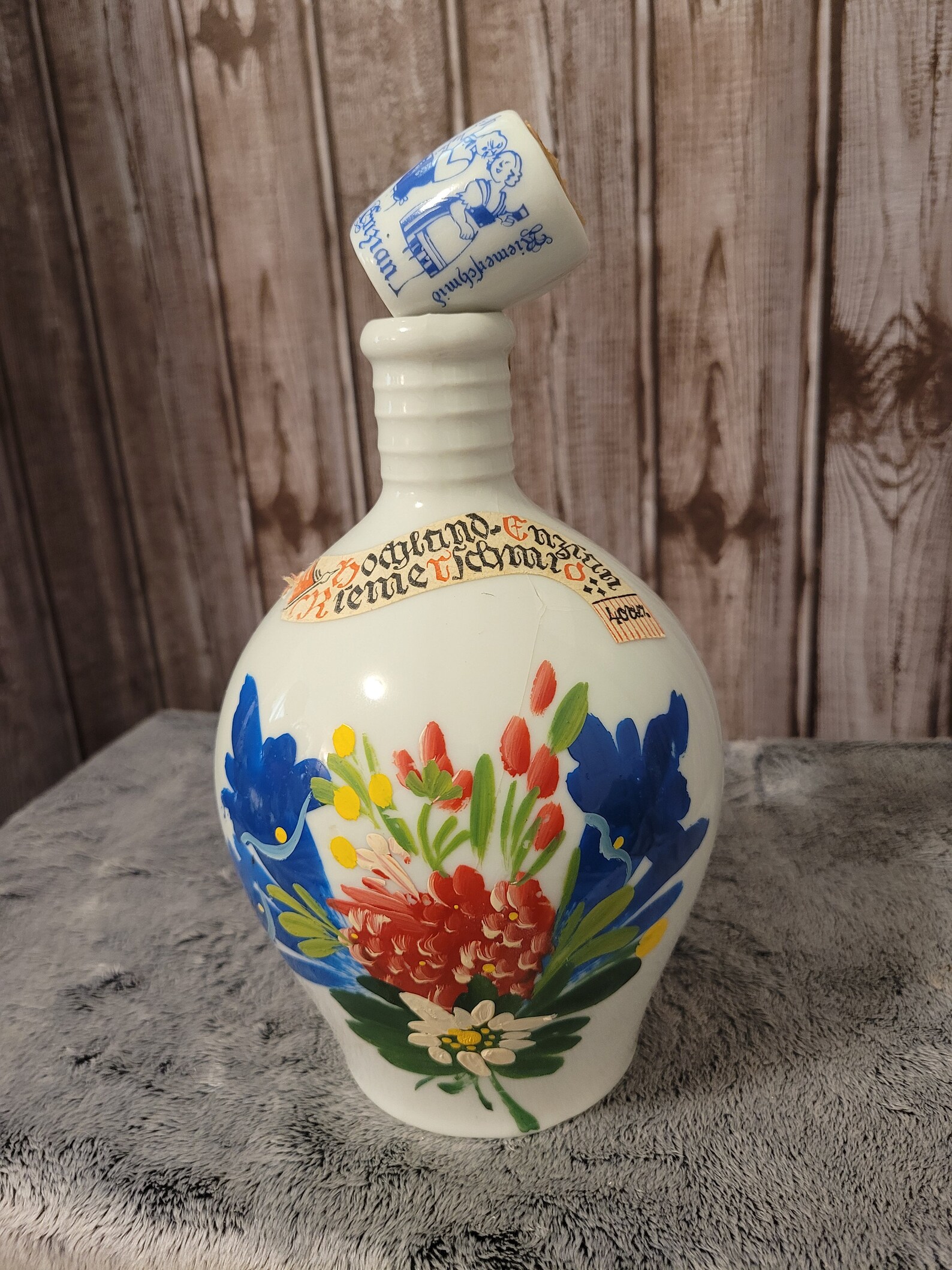 Antique German Liquor Bottle Hochland Enzian Hand Painted With Hanging ...