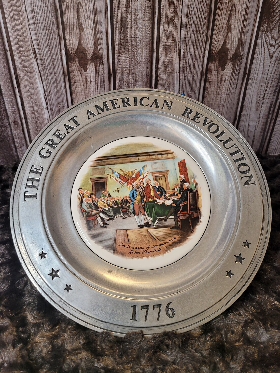 1970s Vintage Pewter Bicentennial Commemorative Plates Declaration of ...