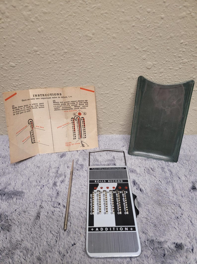 Vintage Rolls Record 1950s Calculator - With Plastic Case, Metal Stylus ...