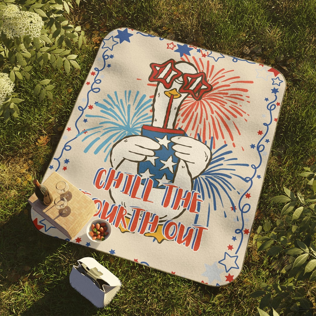 Fun Picnic Blanket, Chill the Fourth Out, Summer Camping Gear, Outdoor ...