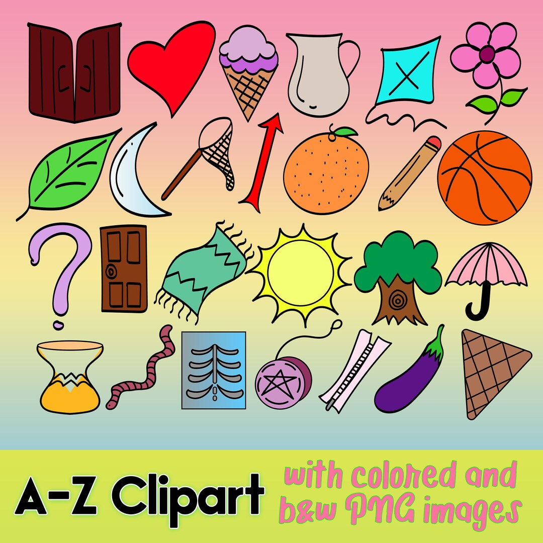 Alphabet Clip Art A-Z Clipart Objects Starts With Letters - Etsy Australia