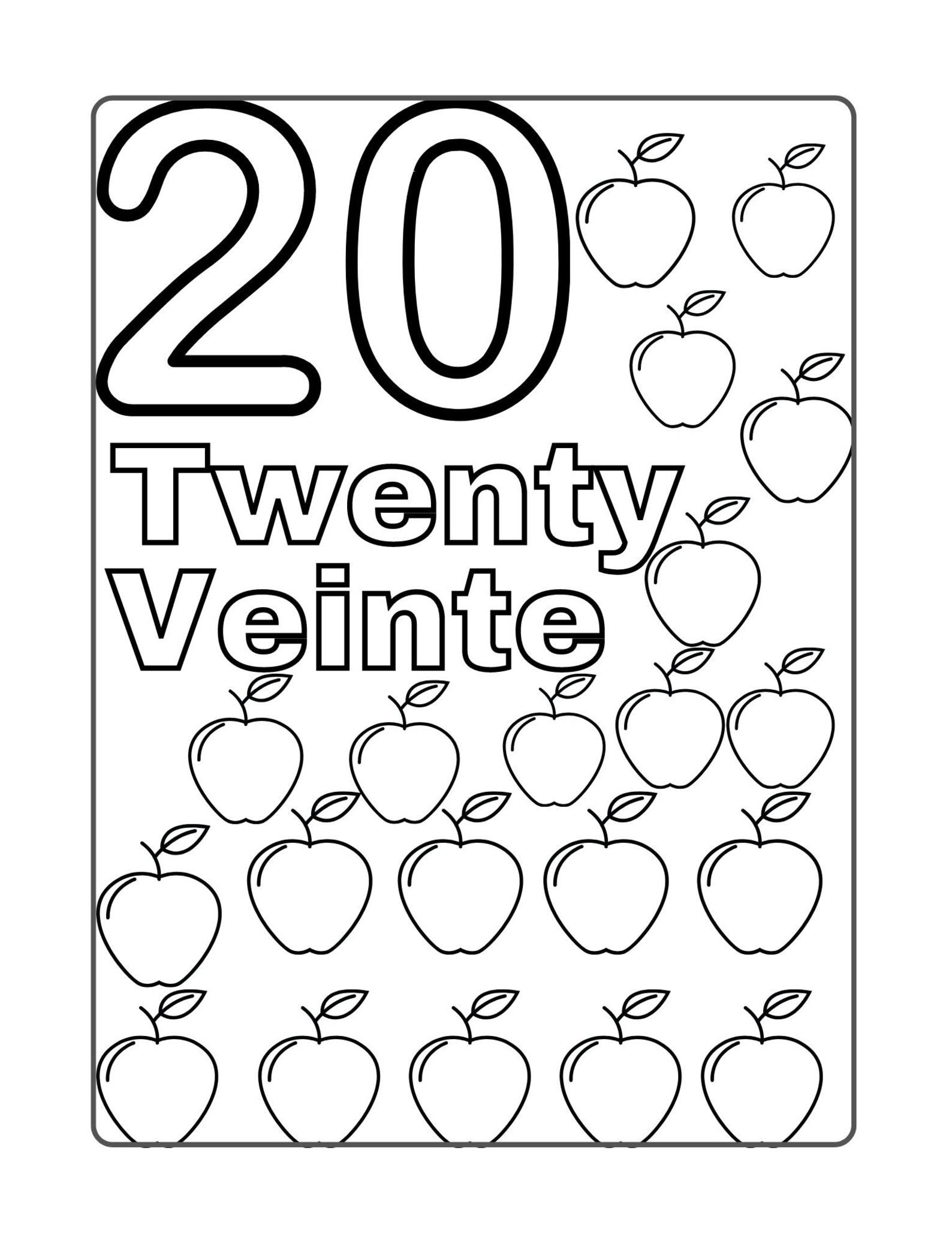 Bilingual Numbers Spanish 1-20, Educational Printable Coloring Pages ...