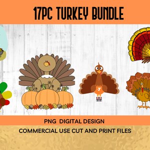 Adorable Thanksgiving Turkey Clipart Bundle for Fall Décor - Etsy