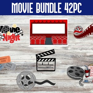 Printable Cinema Night Clipart With Popcorn Tickets and Graphics - Etsy