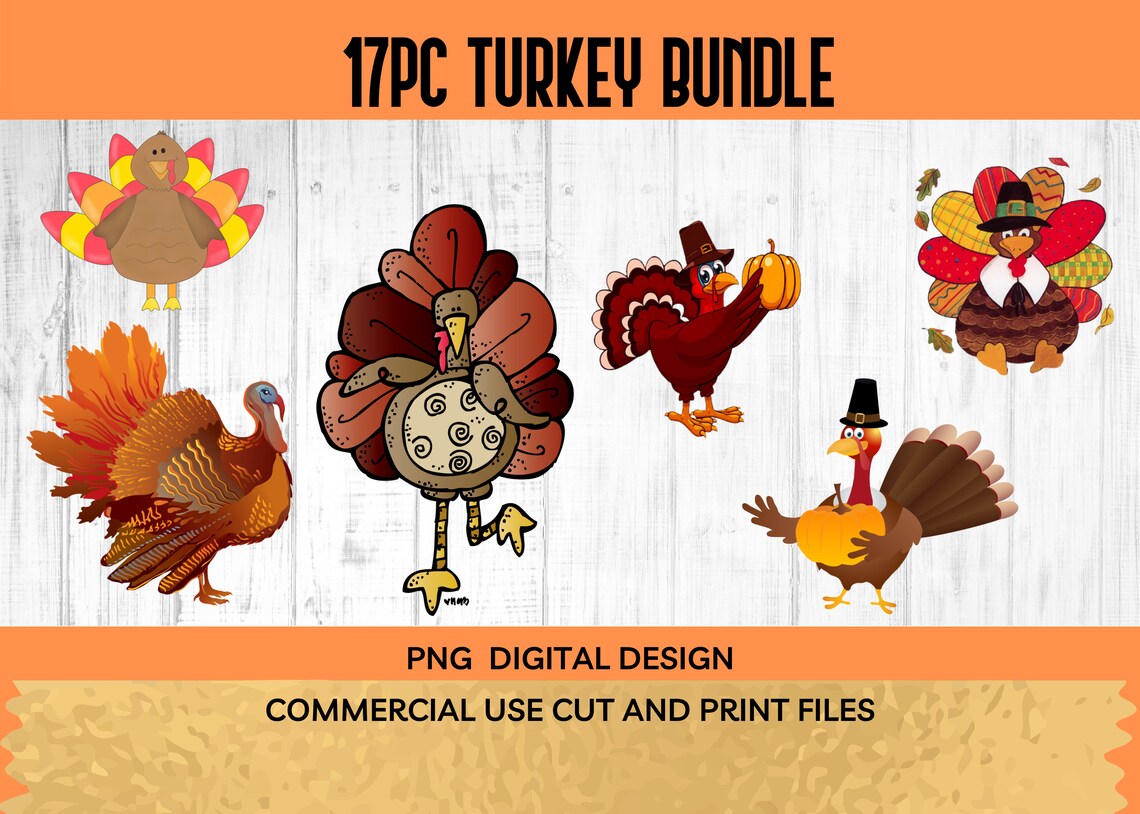 Adorable Thanksgiving Turkey Clipart Bundle for Fall Décor - Etsy