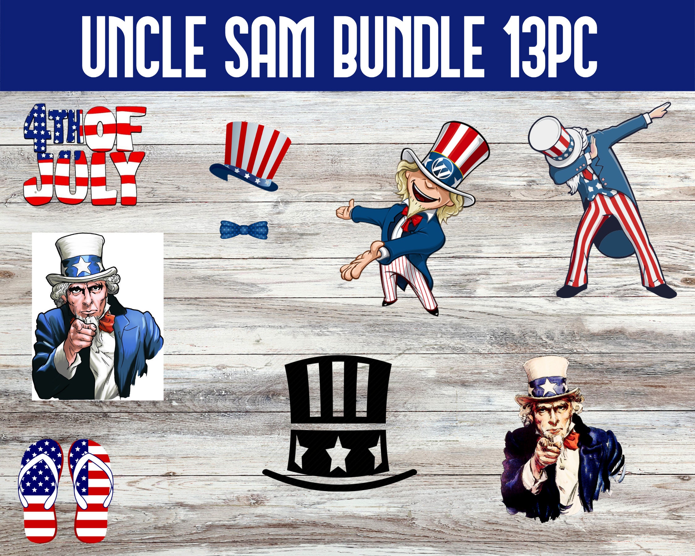 Vintage Patriotic Uncle Sam Decoration Set for Fourth of July - Etsy