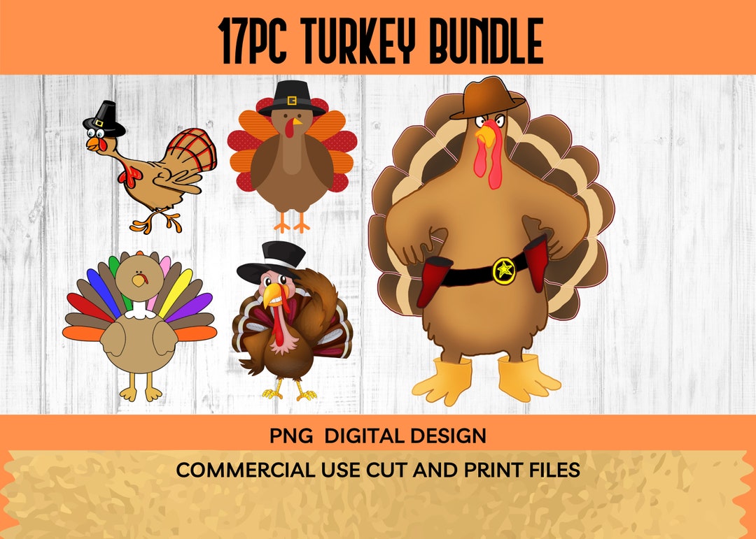 Adorable Thanksgiving Turkey Clipart Bundle for Fall Décor - Etsy