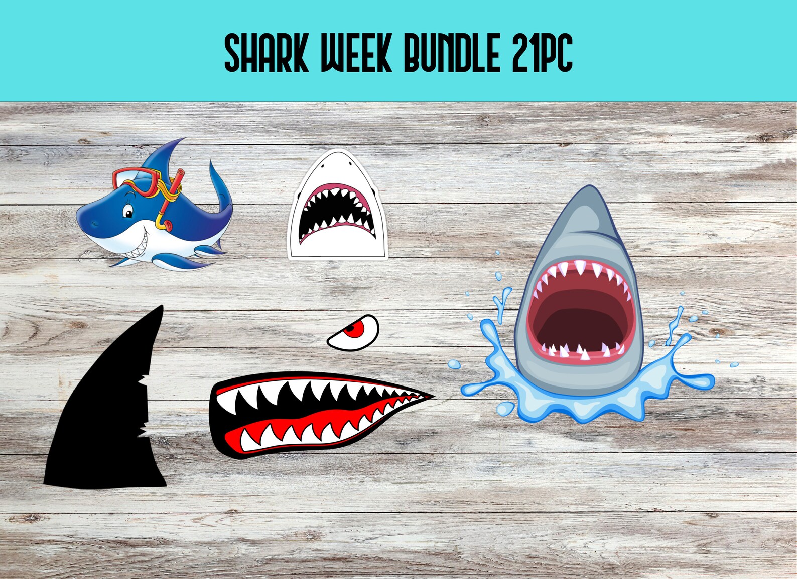 Realistic Shark PNG Bundle With Great White and Hammerhead Designs - Etsy