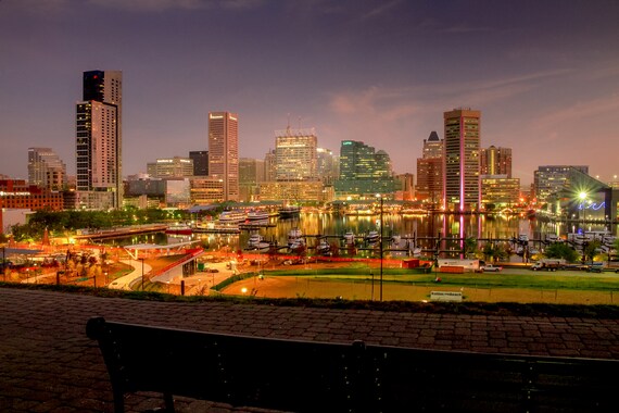 Baltimore Skyline Panorama at Dawn Photo Maryland Canvas - Etsy