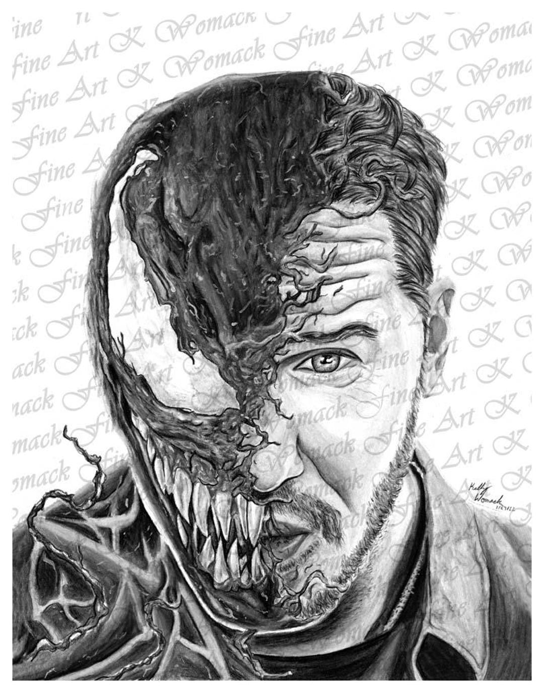 Venom Black and White Art Print Venom Wall Art Venom Poster Venom Decor ...