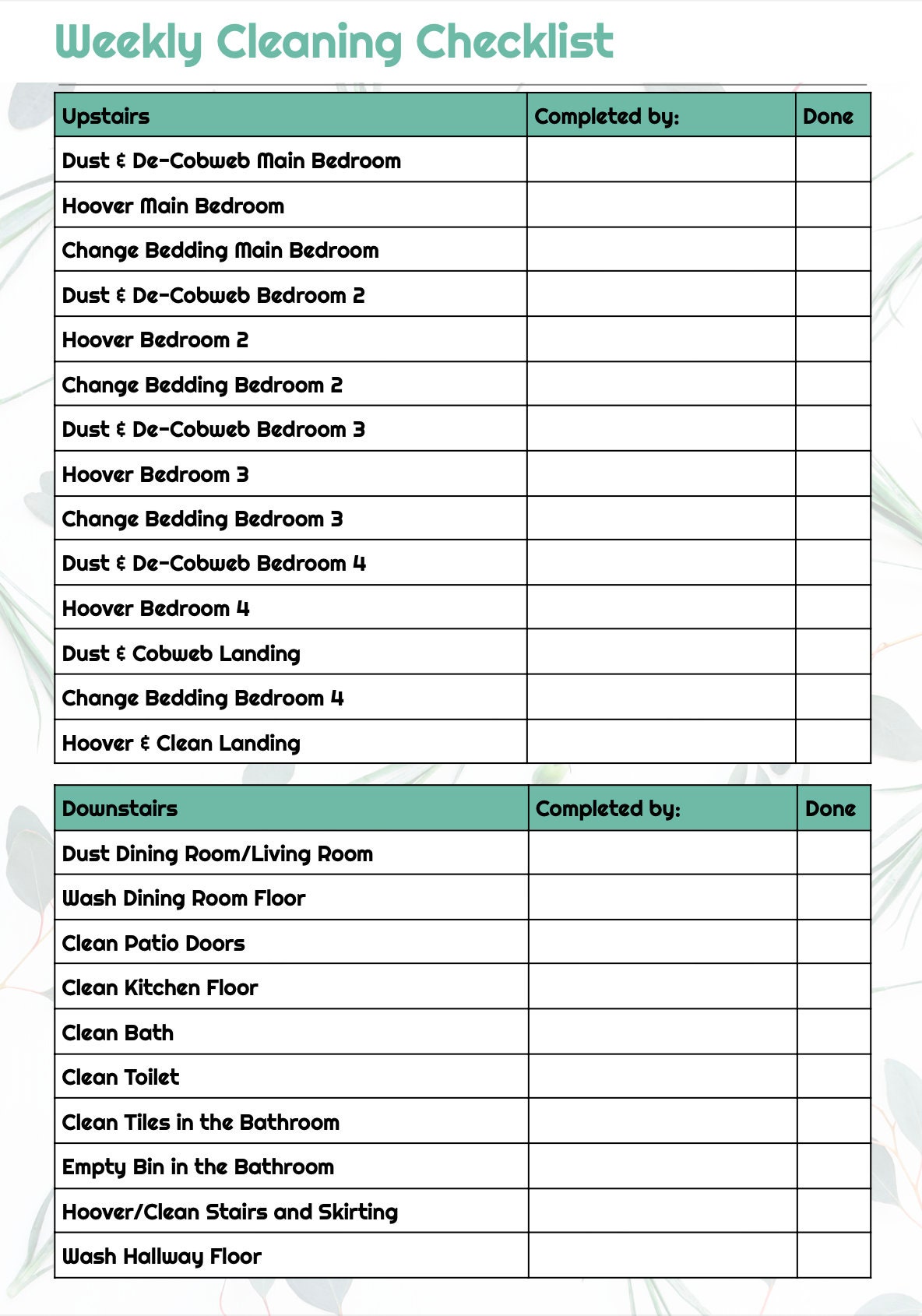 Daily, Weekly, Monthly Cleaning Checklist & to Do List - Etsy