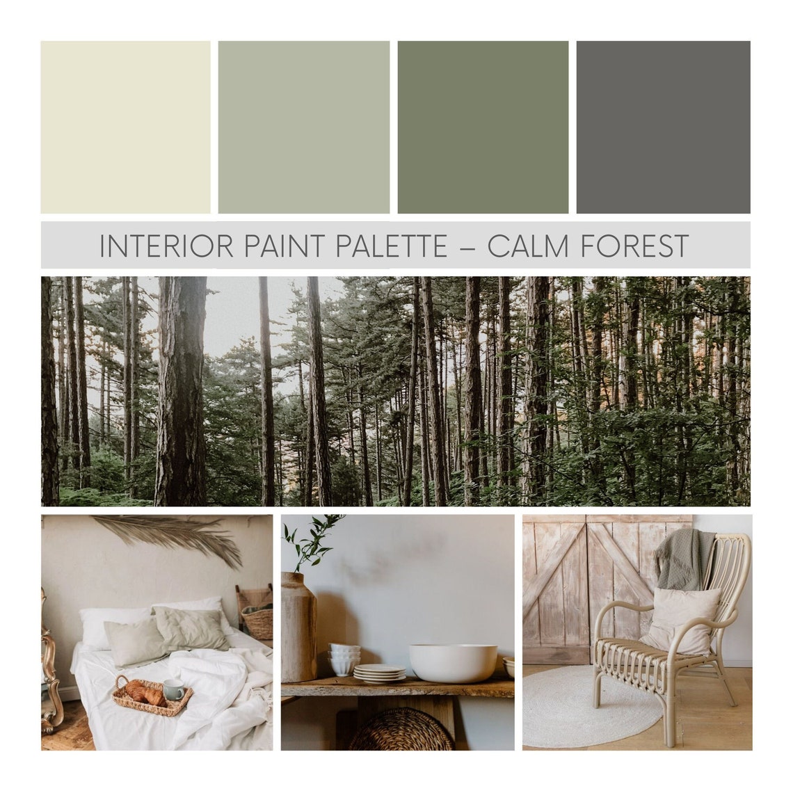 Calm Forest Paint Palette, Paint Color Palette, Farmhouse Color Palette ...