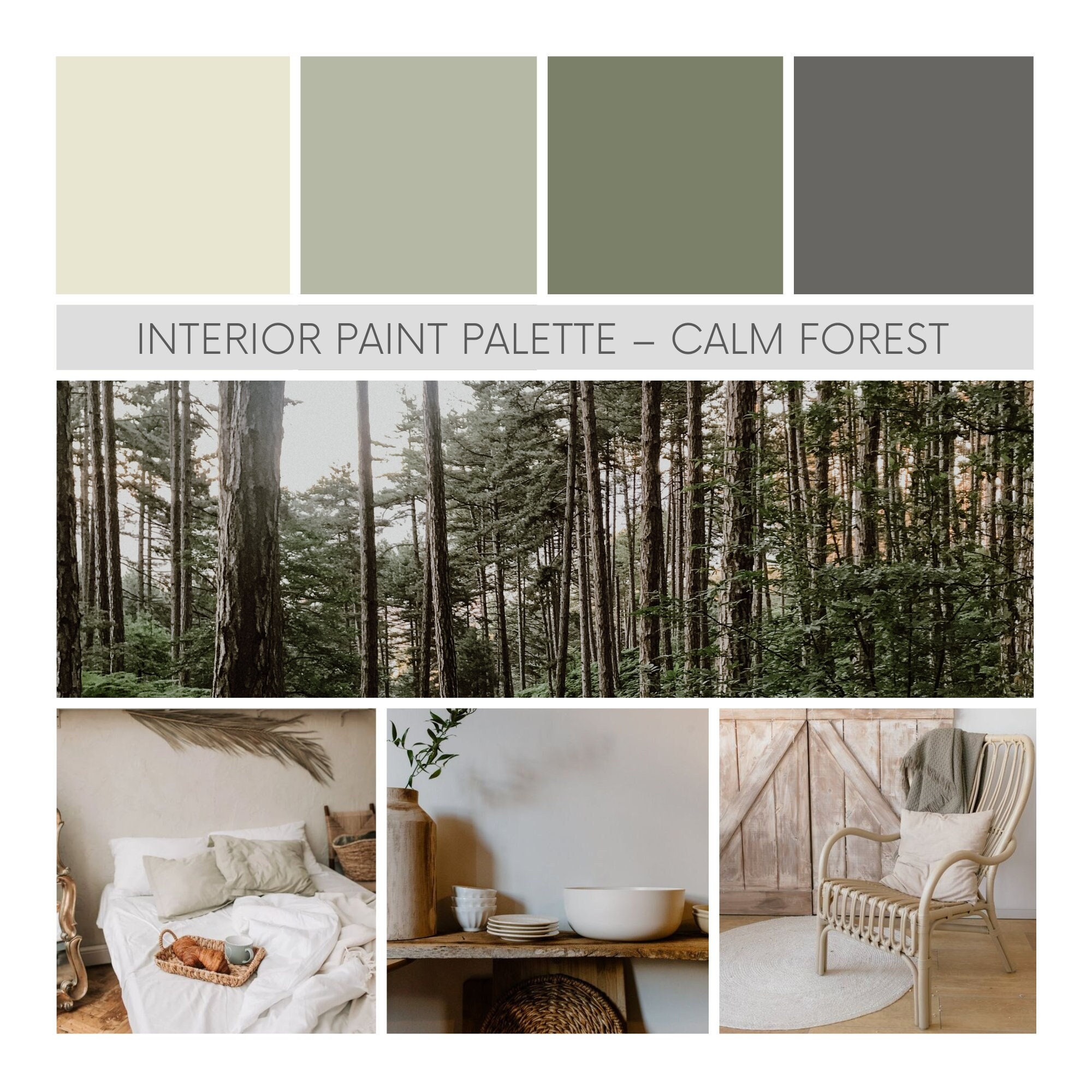 Calm Forest Paint Palette, Paint Color Palette, Farmhouse Color Palette ...