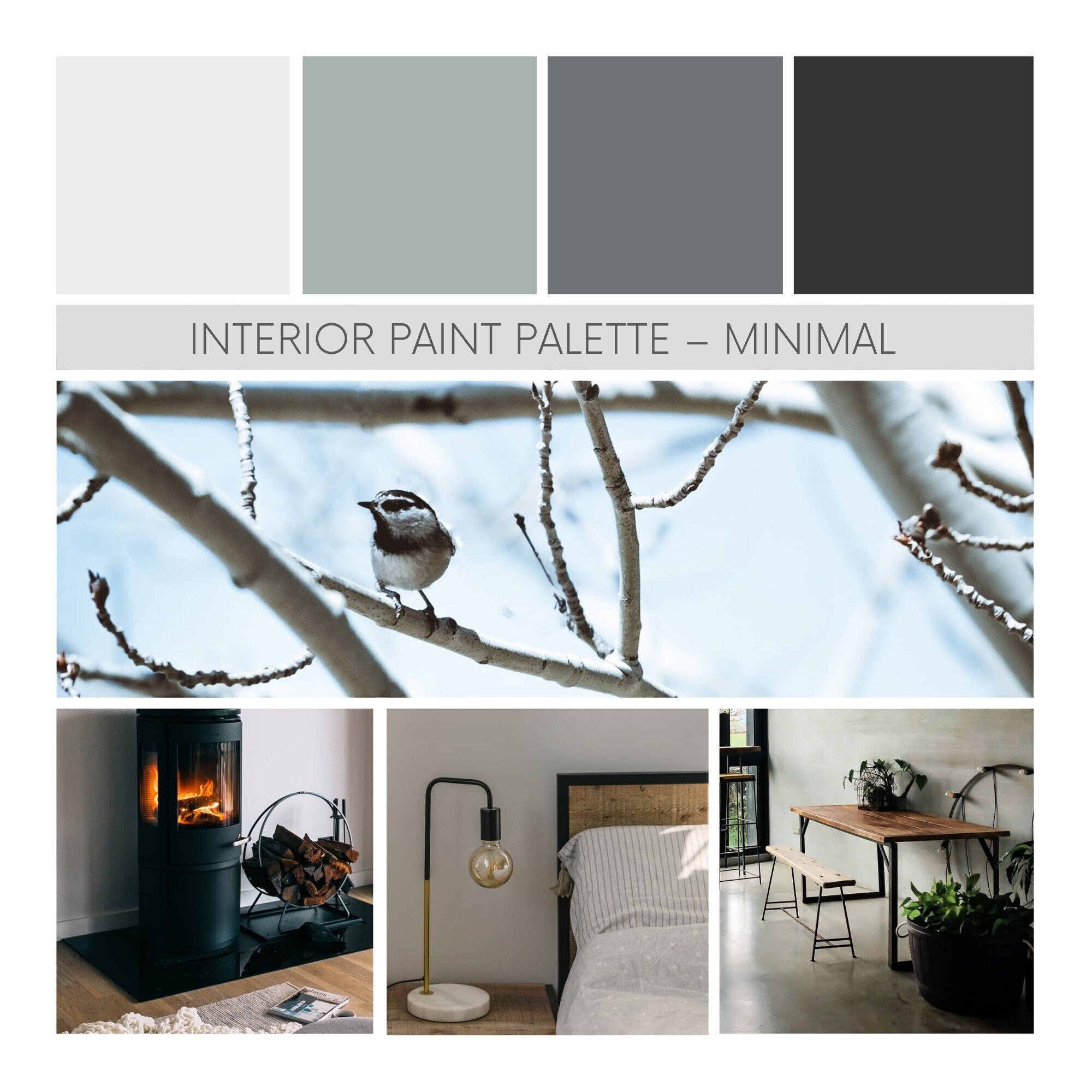 Interior Paint Palette | Minimal | Minimalist Color Scheme | Industrial ...