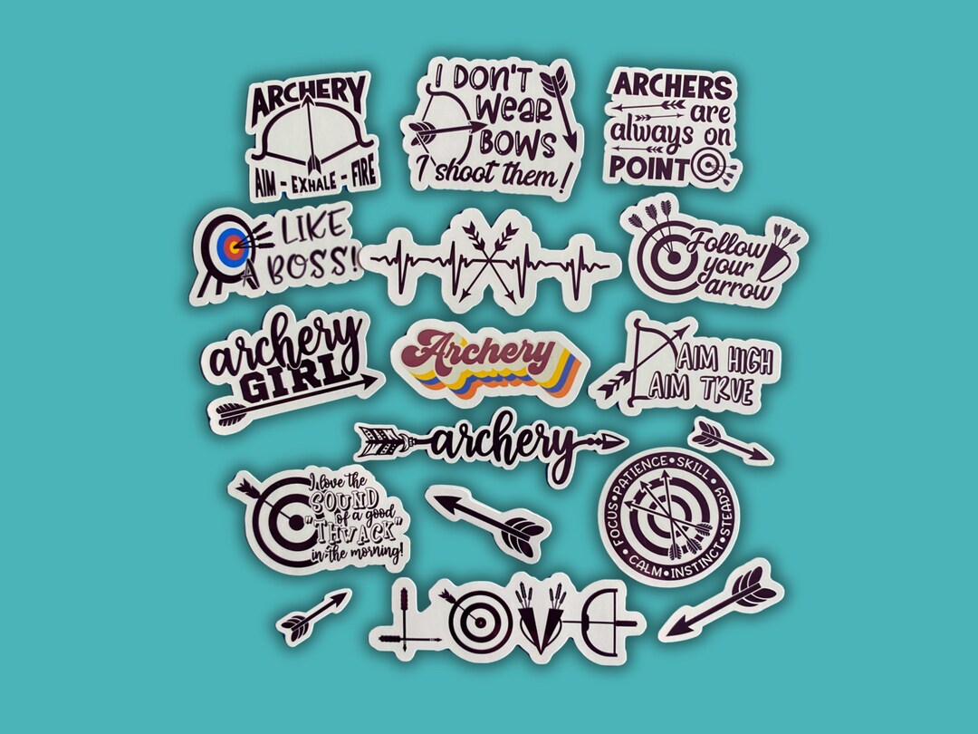 Archery Sticker Pack, Set of 17 Stickers, Archery, Archery Sticker ...