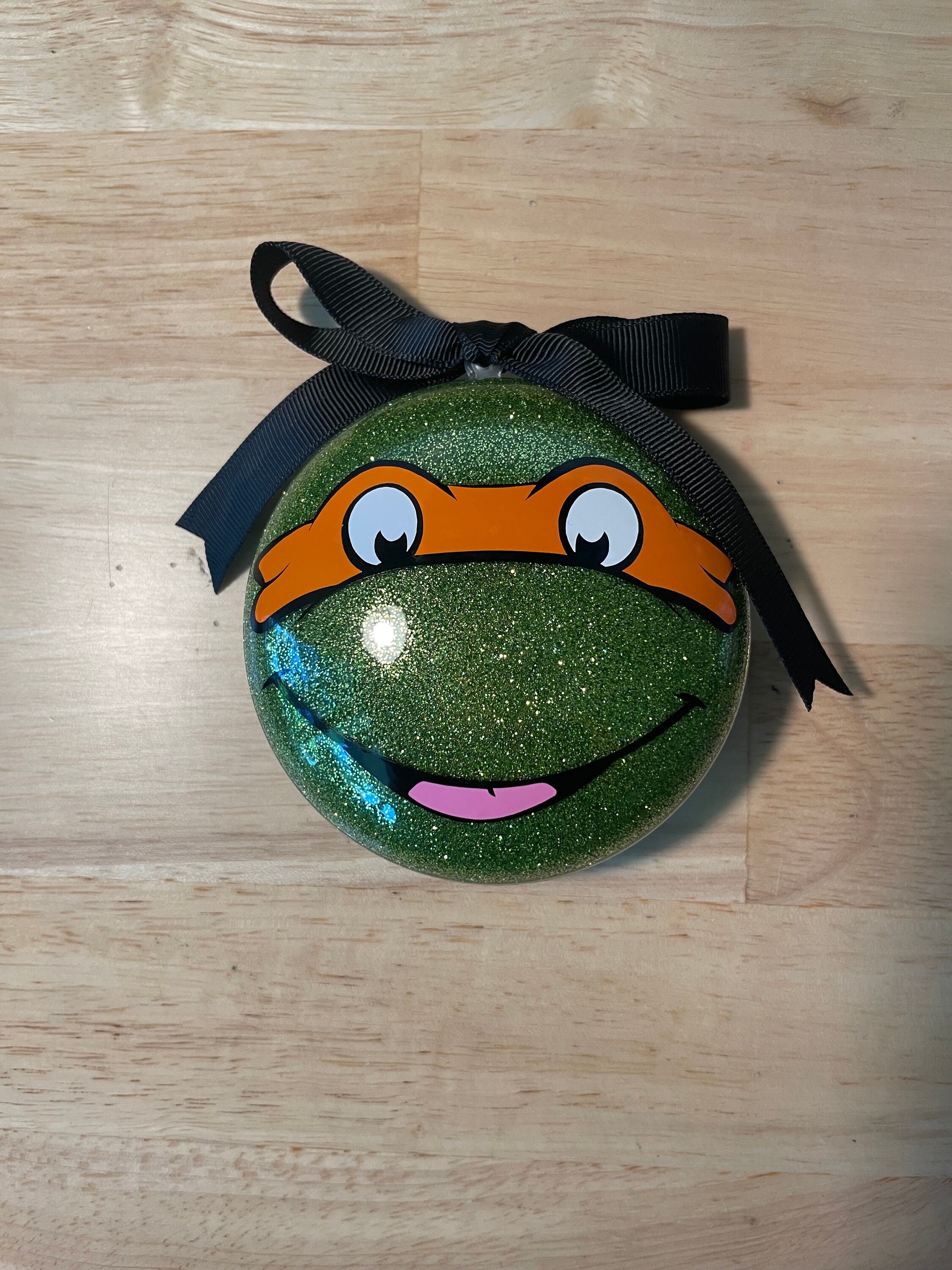 90s Cartoon Turtle Ornament, Glitter Disc - Etsy