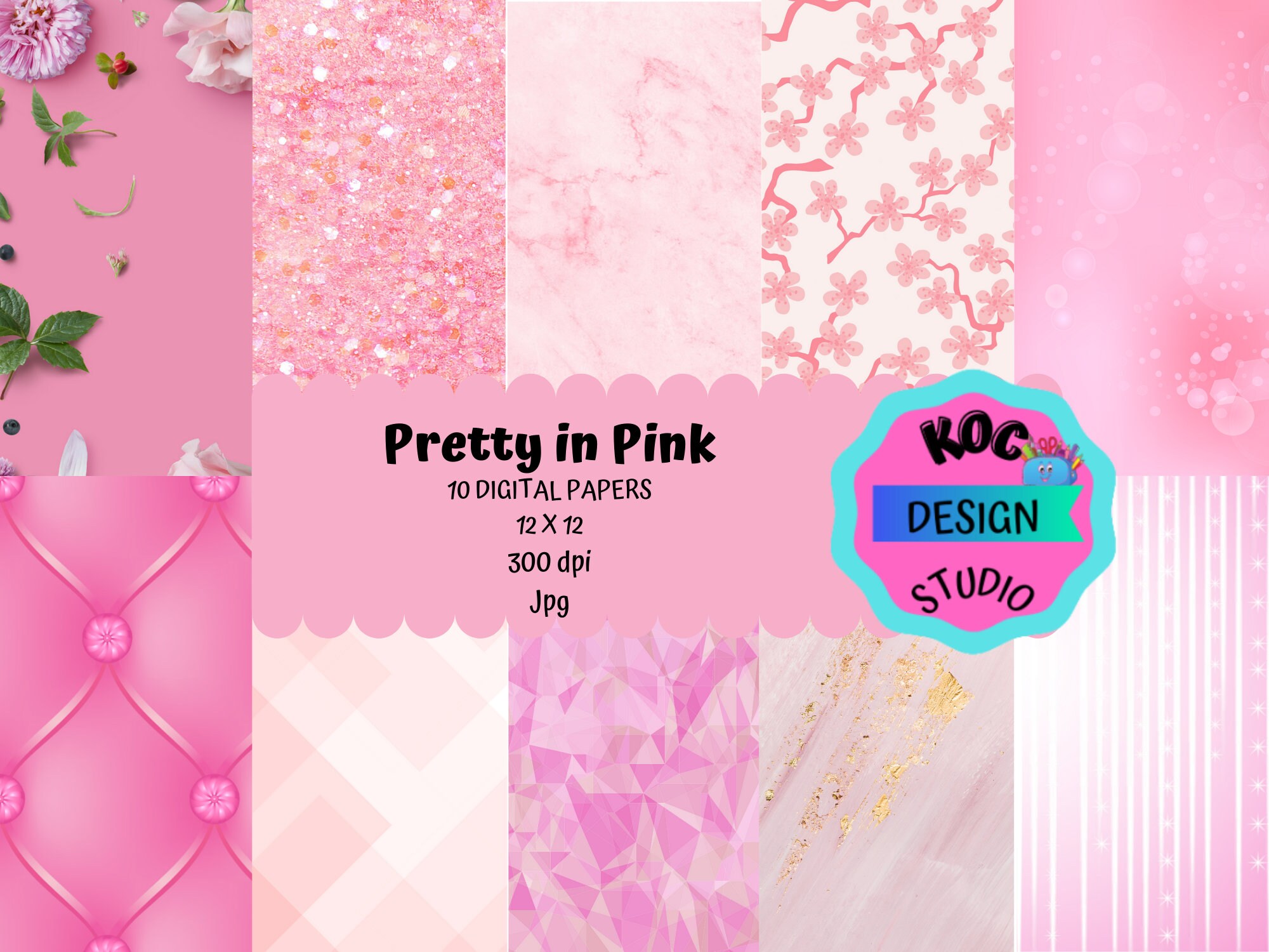 Pink Digital Paper Pretty in Pink - Etsy