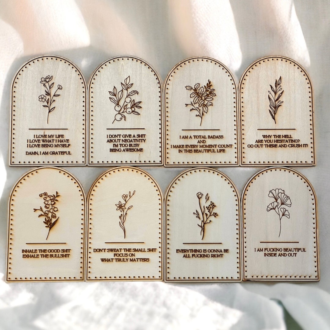 Chic Wooden Swearing Affirmation Cards - Motivational Quotes, Self-love ...