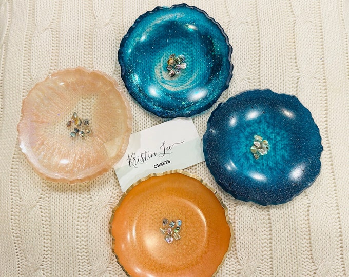 Abalone Shell Resin Trinket Dish, Resin Ring Dish, Jewelry Container ...