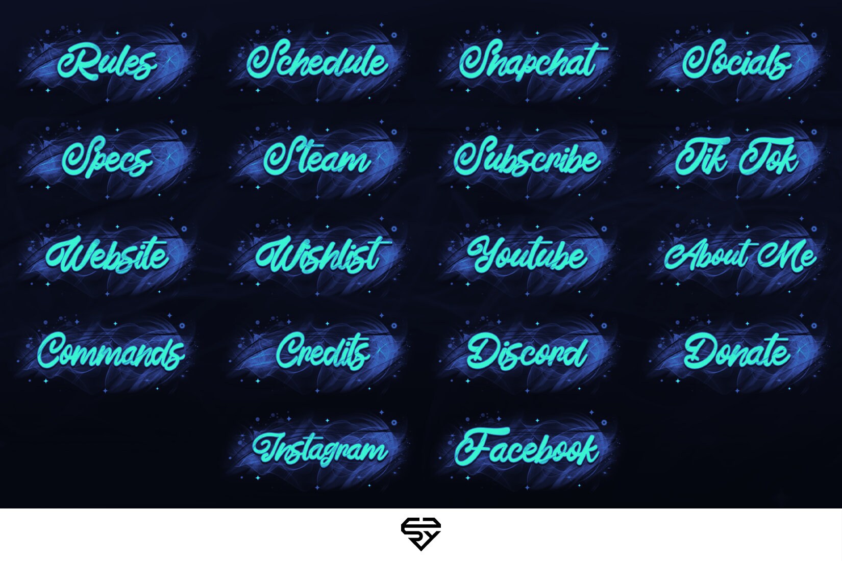 Twitch Panels - Blue Galaxy Theme | P2U | Instant Delivery - Etsy
