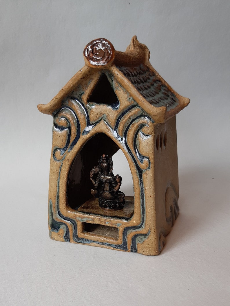 Stoneware Temple Shrine, Handmade Pottery Ceramic Temple, for Incense ...