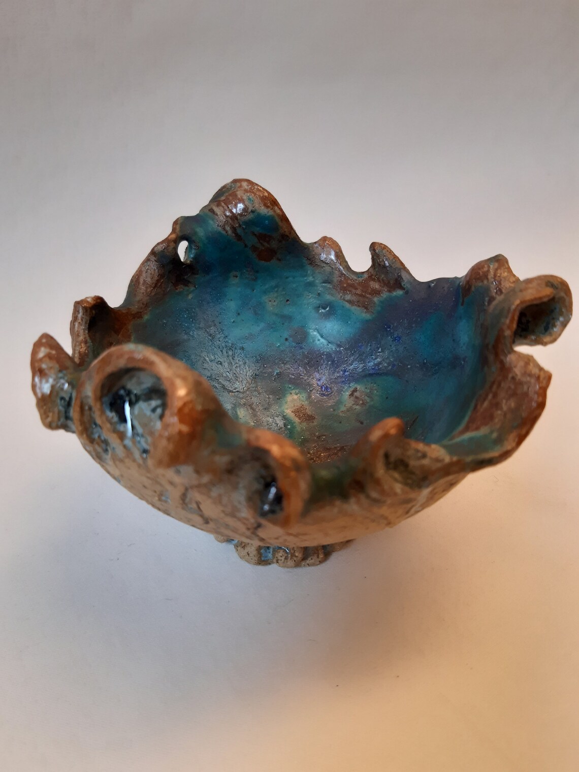 Stoneware Wave Helm Design Bowl, Handmade Pottery Ceramic Bowl, for ...
