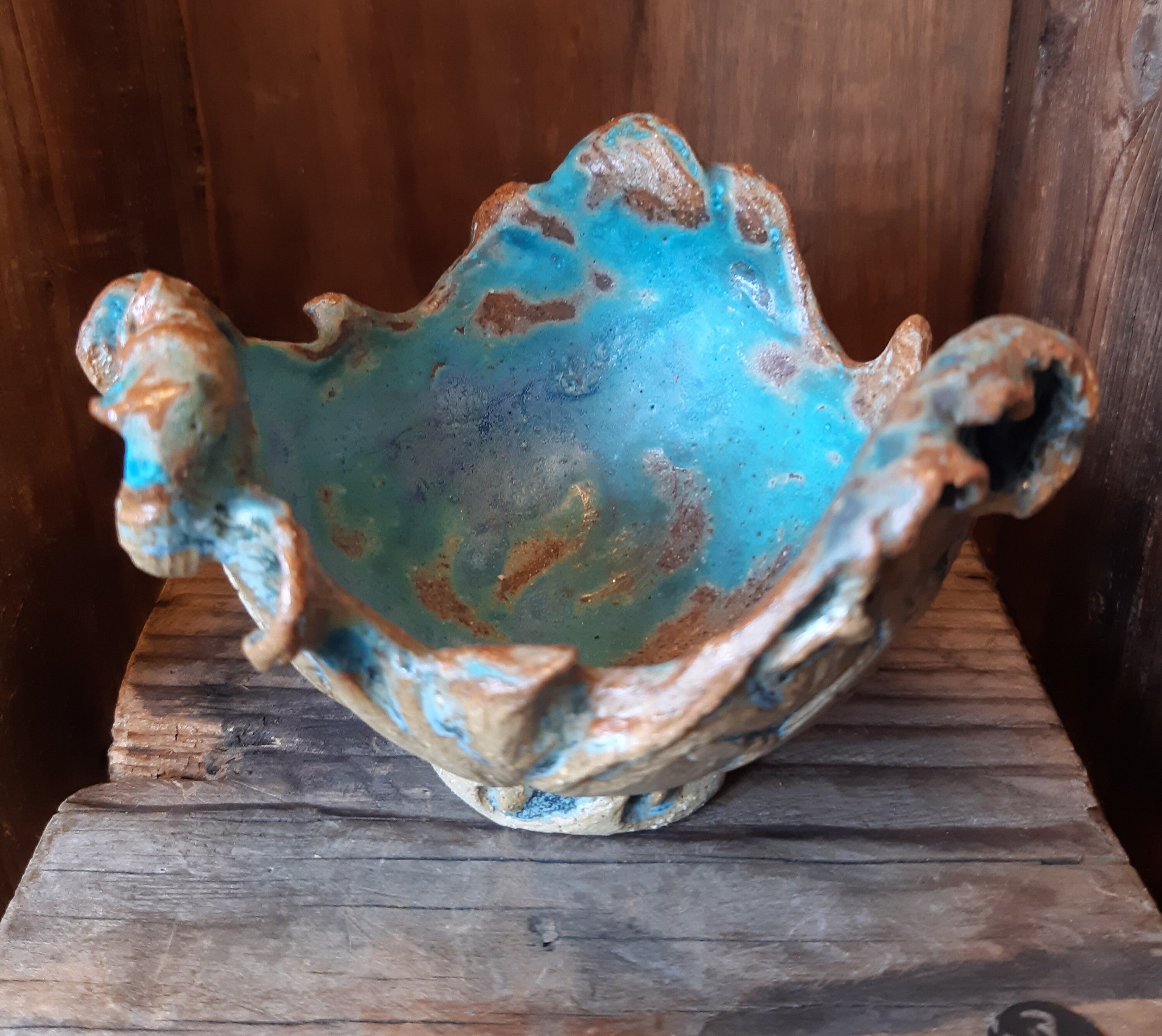 Stoneware Wave Helm Design Bowl, Handmade Pottery Ceramic Bowl, for ...