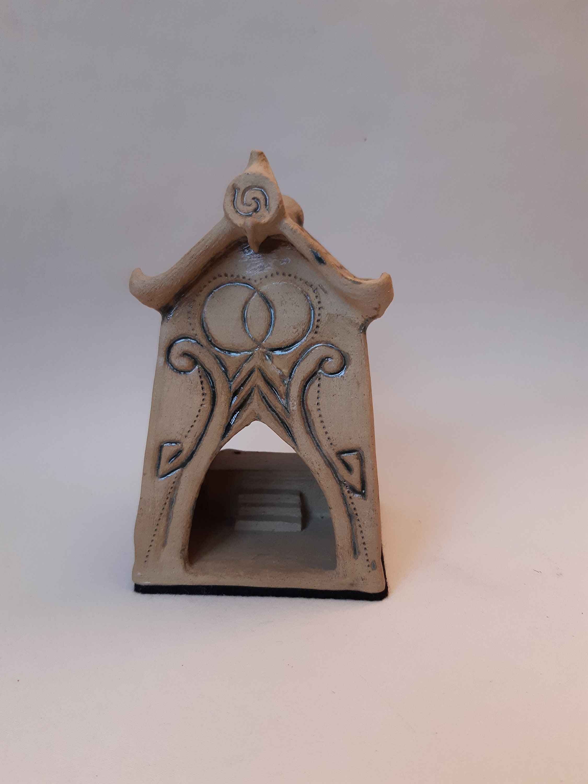 Stoneware Temple Shrine, Handmade Pottery Ceramic Temple, for Incense ...