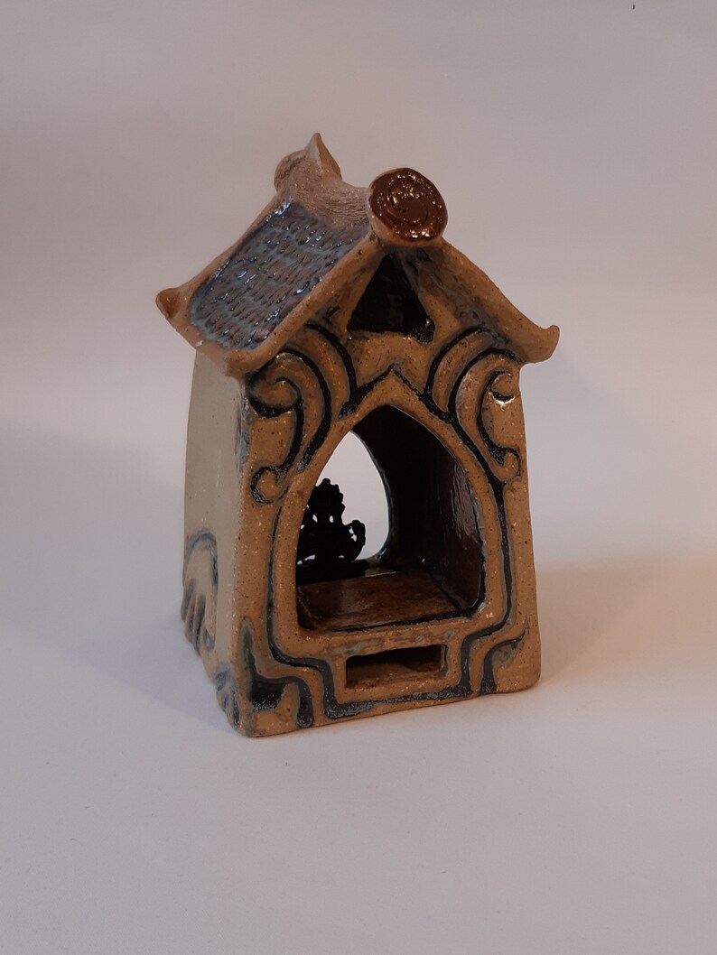Stoneware Temple Shrine, Handmade Pottery Ceramic Temple, for Incense ...