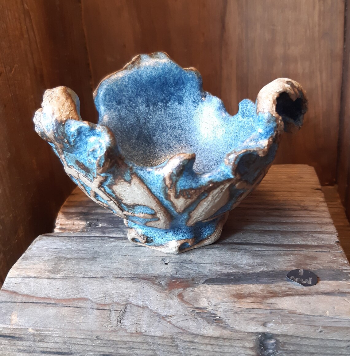 Stoneware Wave Helm Design Bowl, Handmade Pottery Ceramic Bowl, for ...