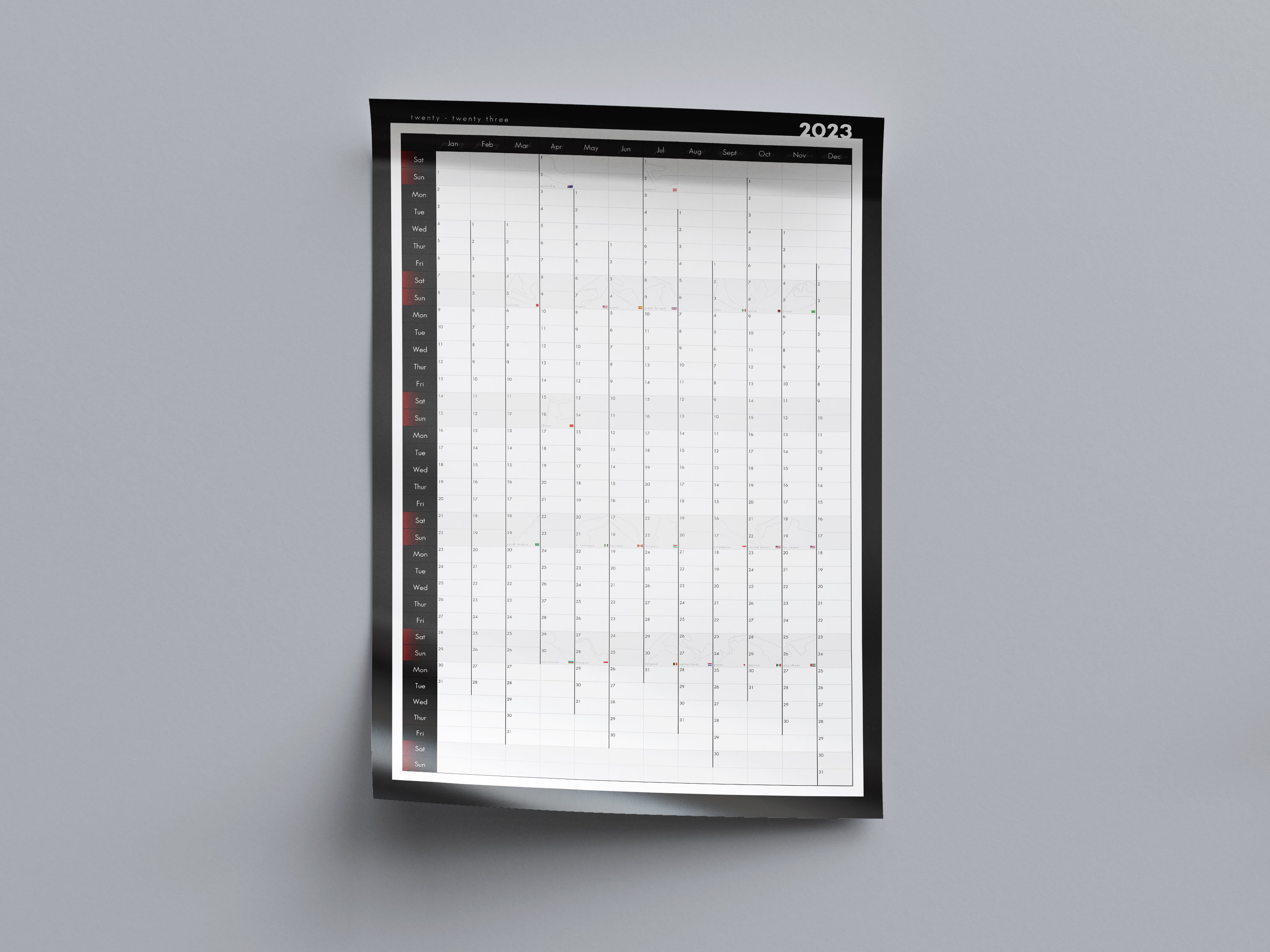 F1 2023 Season Calendar Office Wall Planner Formula 1 Poster Print F1 ...