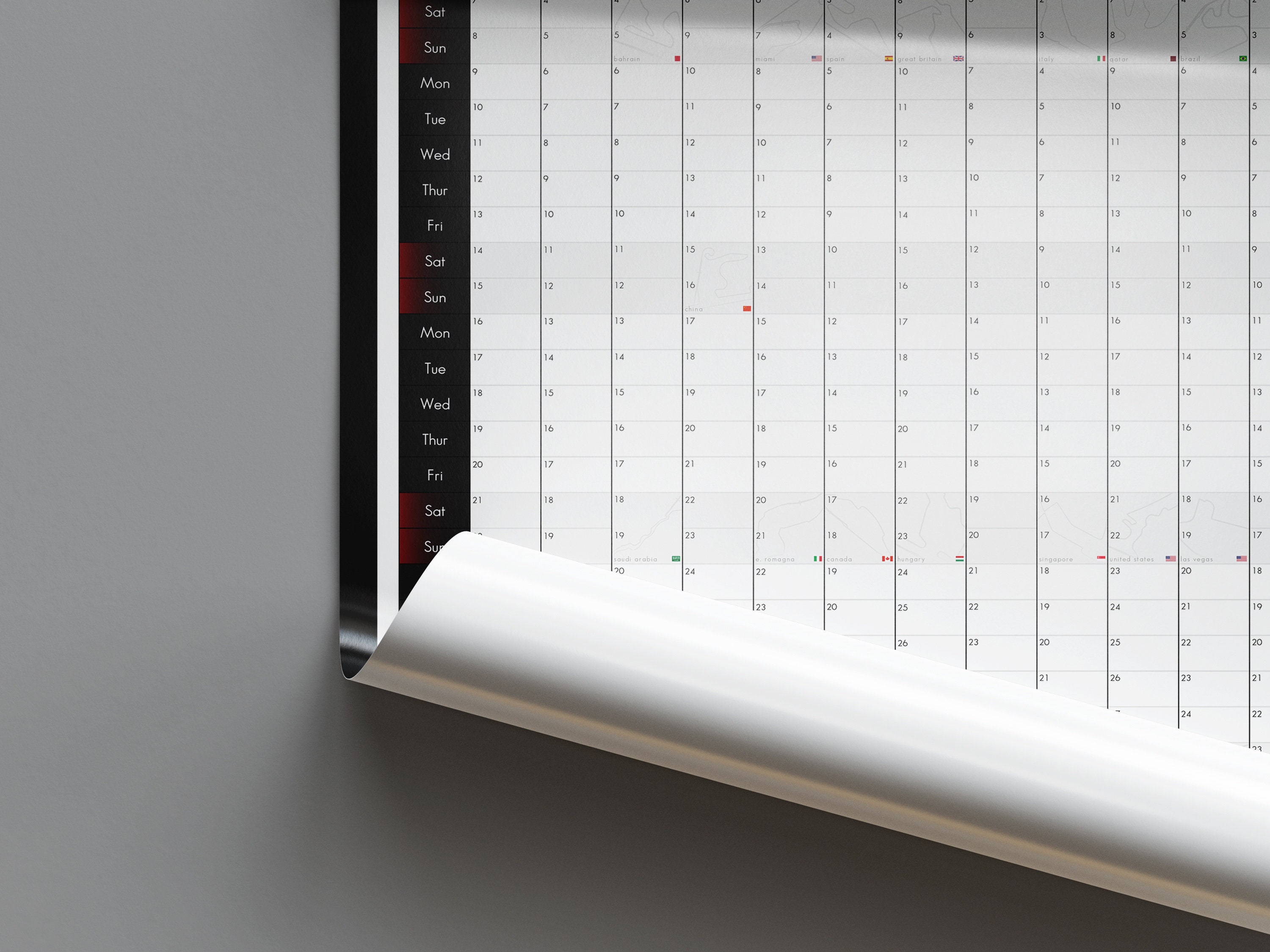 F1 2023 Season Calendar Office Wall Planner Formula 1 Poster Print F1 ...