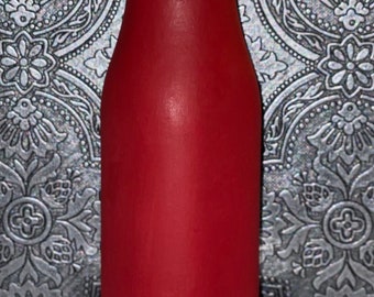 Vintage Ruby Red Glass Vase by Anchor Hocking With Frosted Floral ...