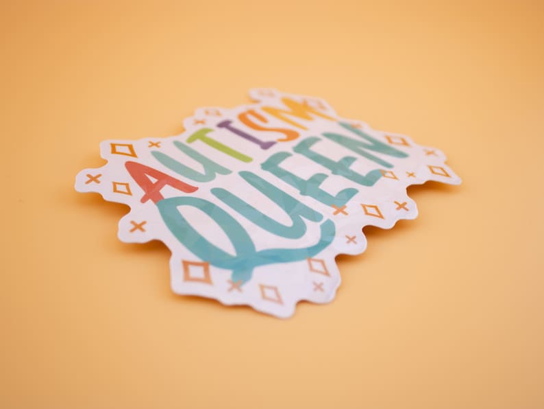 Autism King & Queen Sticker Cute Sparkly Neurodivergent Accessory ...
