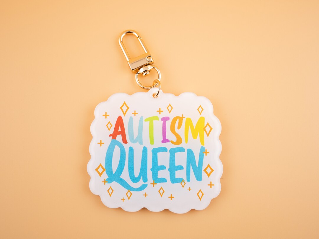 Autism King & Queen Acrylic Charm Cute Sparkly Neurodivergent Accessory ...