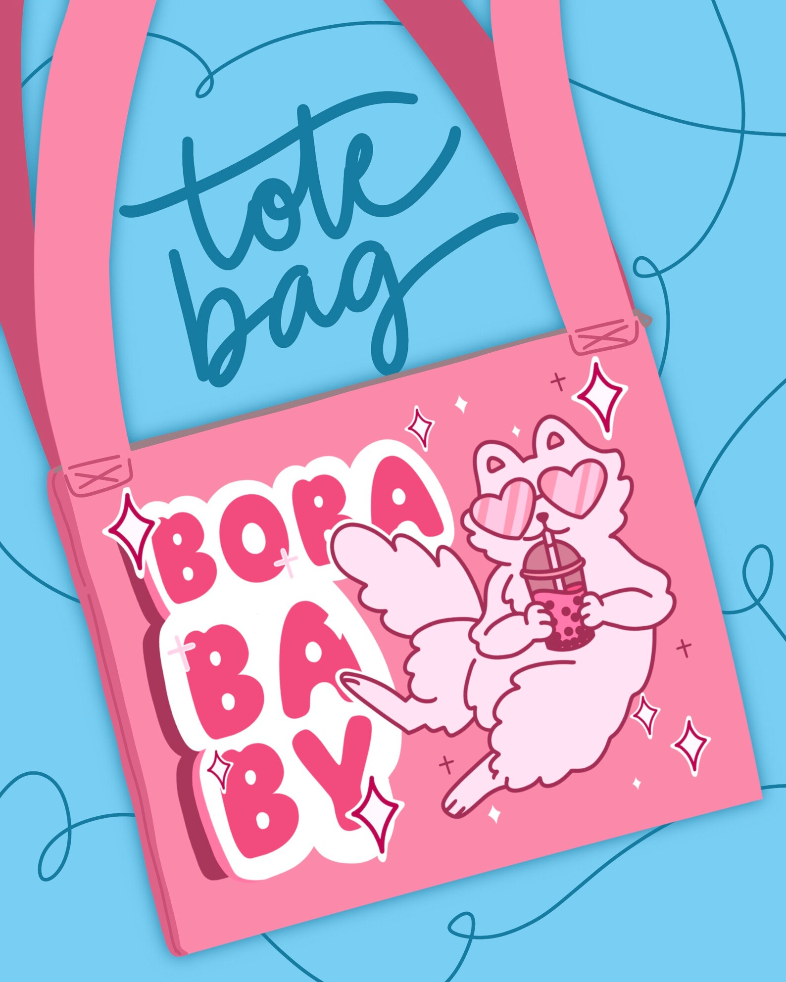 Boba Baby Tote Bag Color Options Available Zipper and Pocket Cute ...