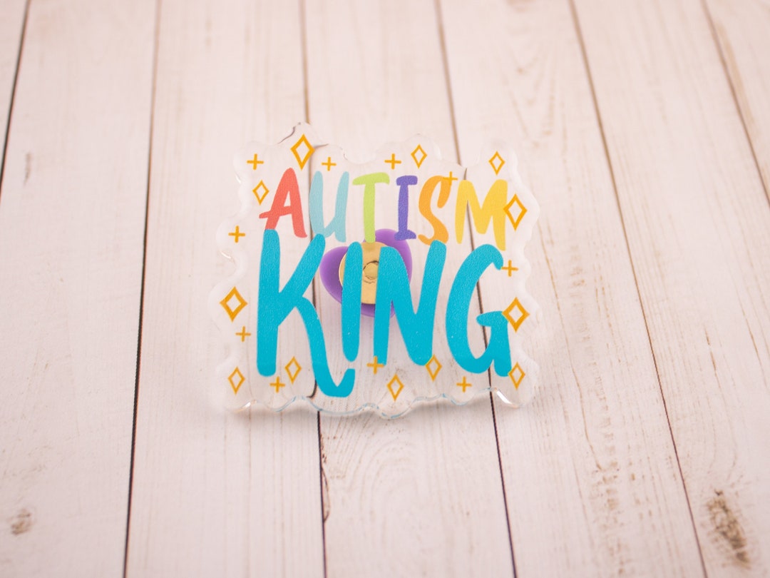 Autism King & Queen Acrylic Pin Cute Sparkly Neurodivergent Accessory ...