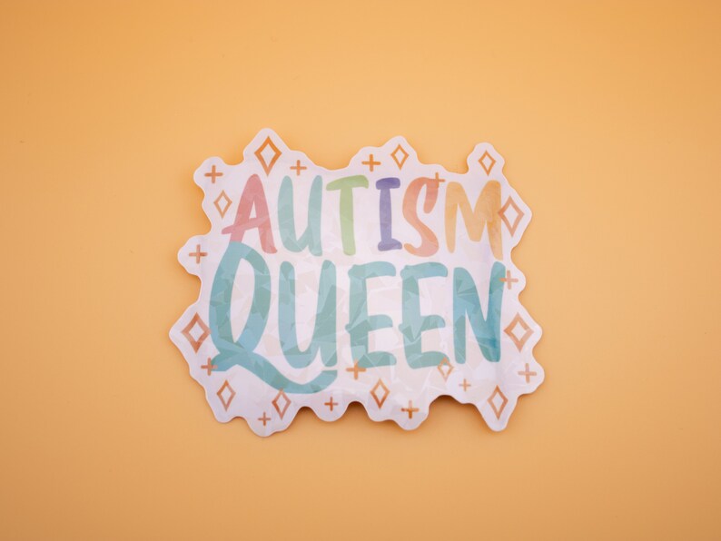 Autism King & Queen Sticker Cute Sparkly Neurodivergent Accessory ...