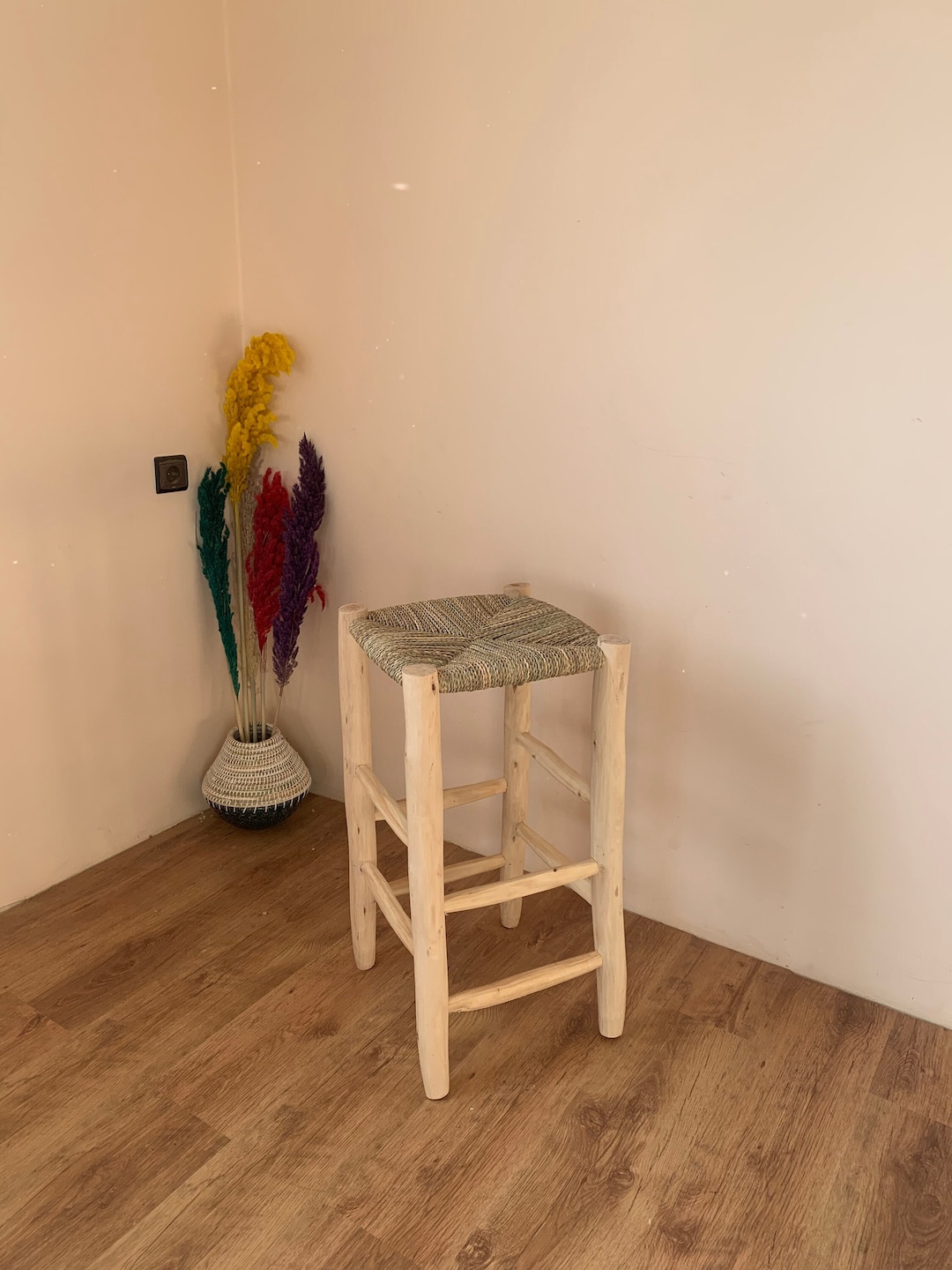 Moroccan Wooden Bar Stool - Etsy