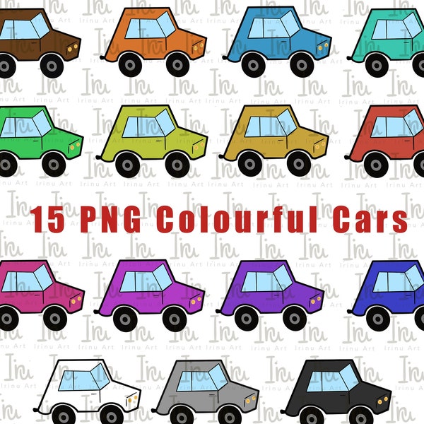 Colourful Cars 15 PNG. Digital Vehicles Clipart Instant Download. - Etsy