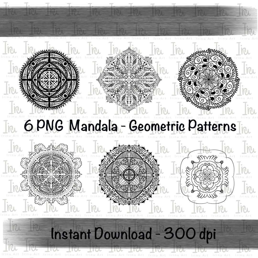 6 PNG Mandala Geometric Patterns Design 300 Dpi Instant Download - Etsy