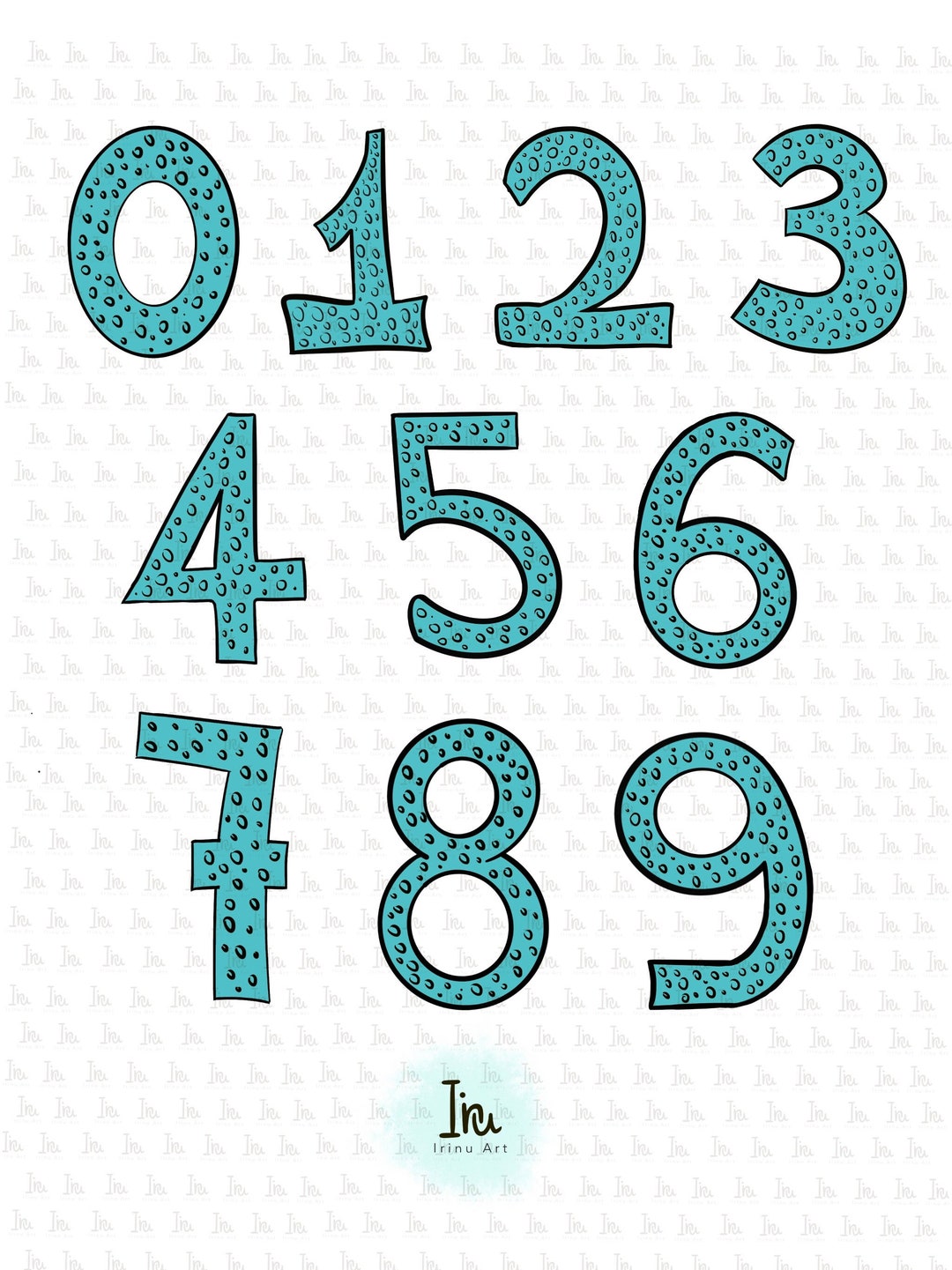 PNG Set of Numbers, 0-9 Cyan Numbers Clipart. - Etsy